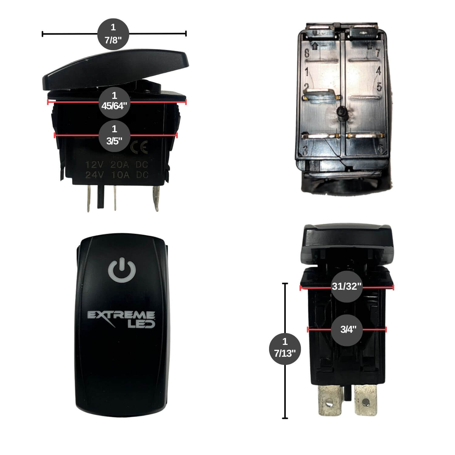 LED Light Rocker Switch | 12V 20A Illuminated Toggle Switch | Extreme ...