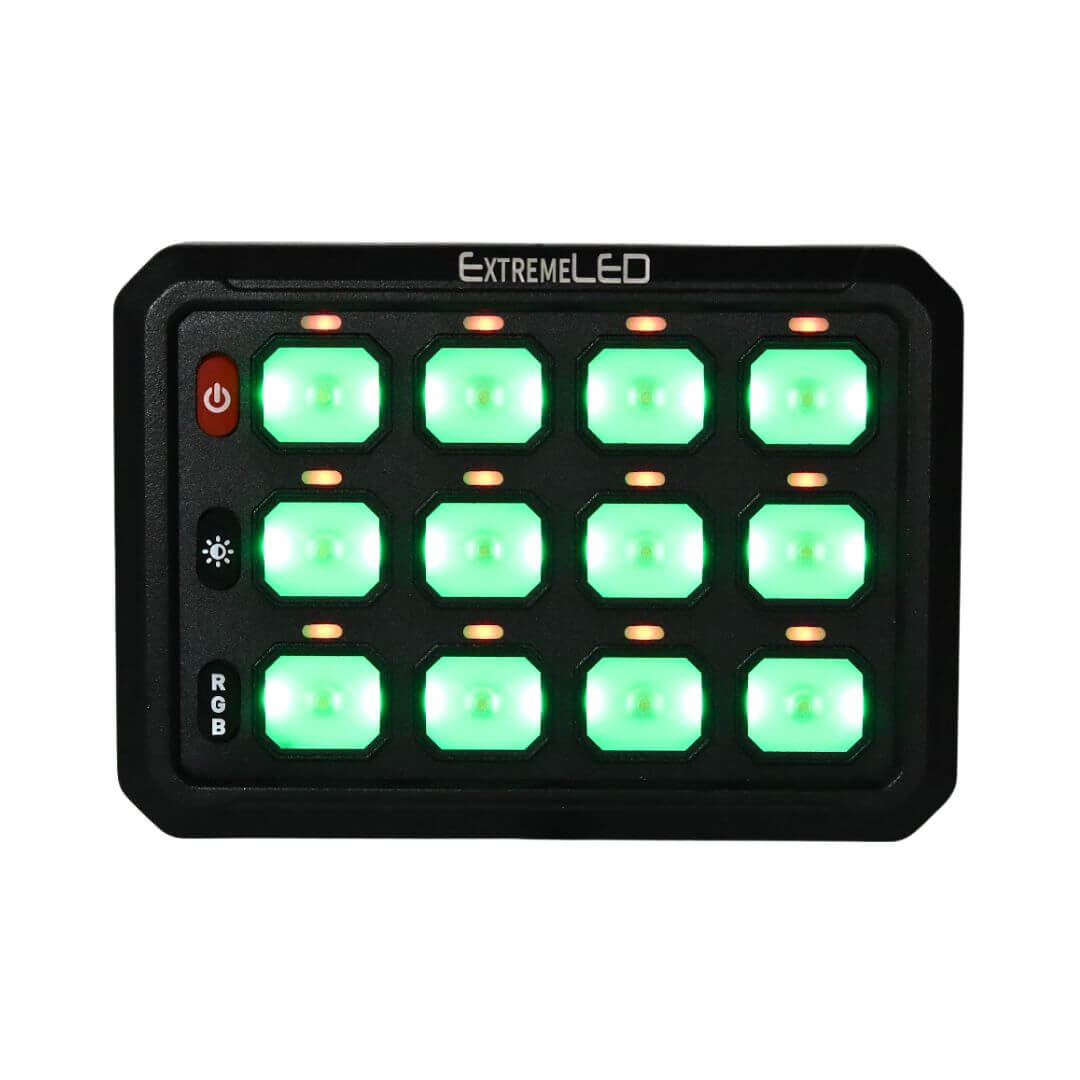 12-Gang RGB Rocker Switch Panel | LED Lighting Control Hub | Extreme LED Light Bars